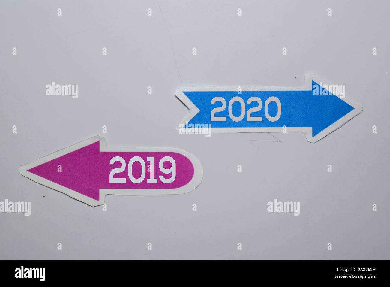 2019 - 2020 with arrow year signs isolated on white background Stock ...