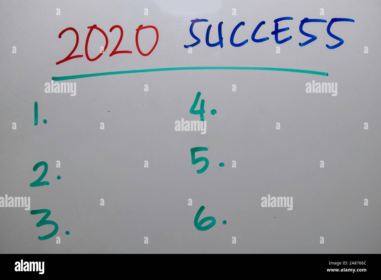 2020 Success with number in sequence write on white board background ...