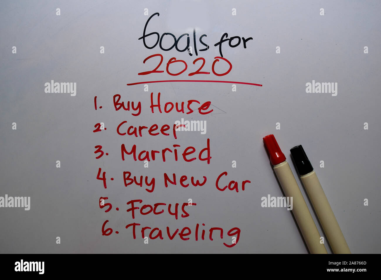 Goals For 2020 with wishes write on white board background Stock Photo ...
