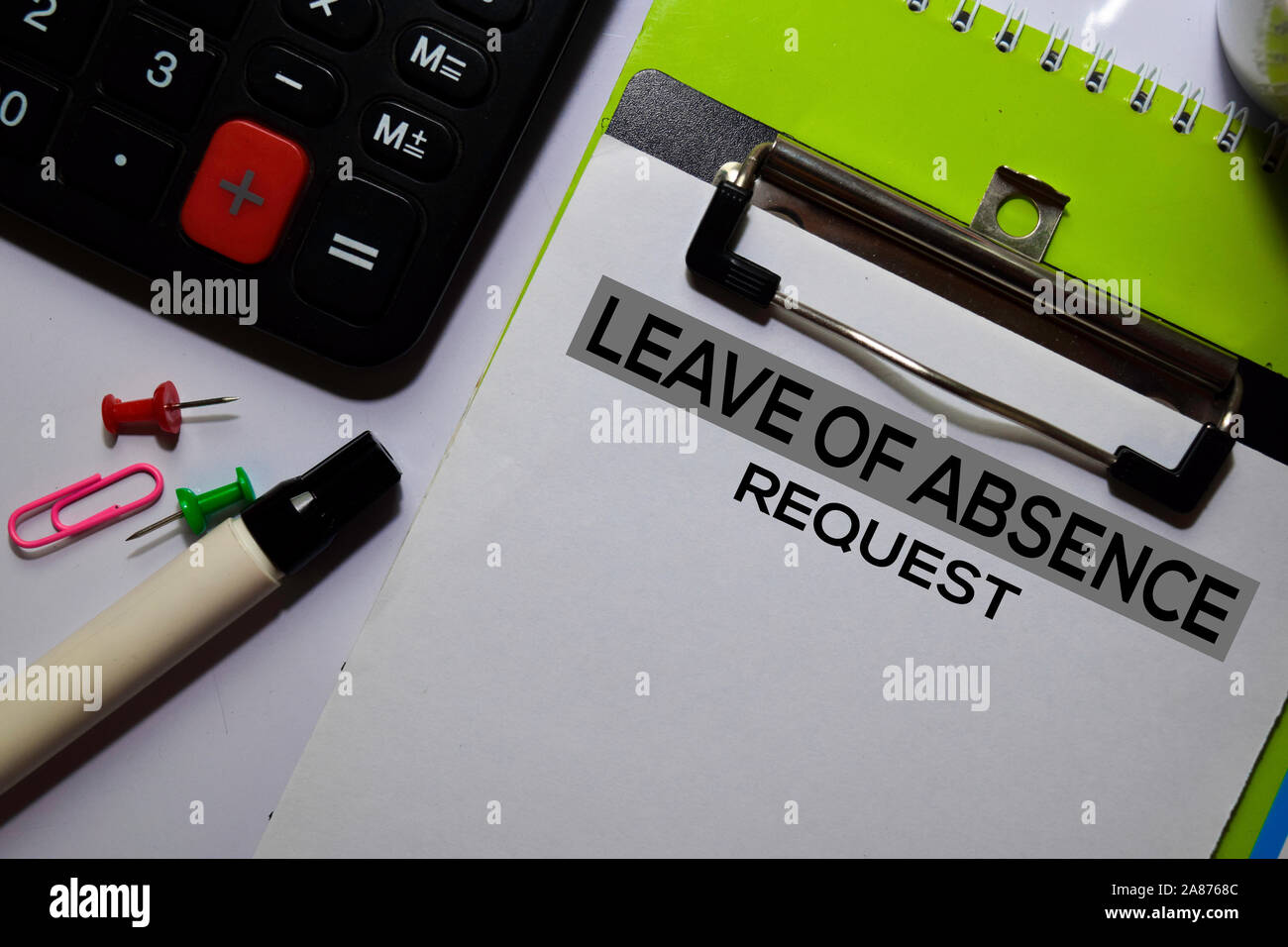Leave Of Absence Request write on document isolated white background ...