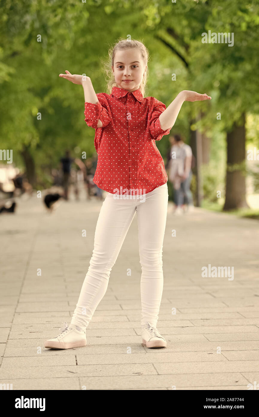 Child growth and development. Adorable small girl playing in summer ...