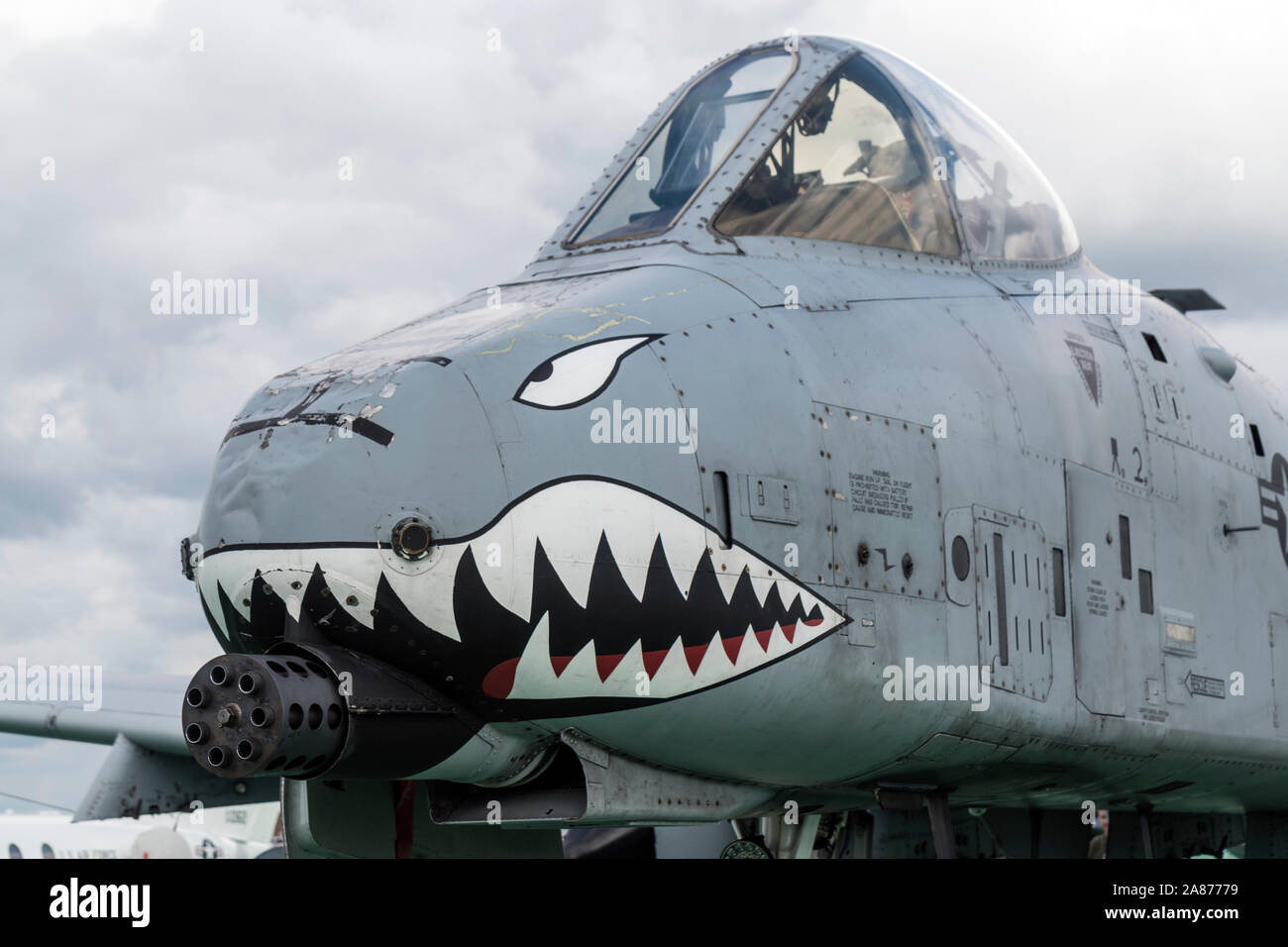 A United States Air Force A-10 Thunderbolt II 'Warthog' sits on static ...
