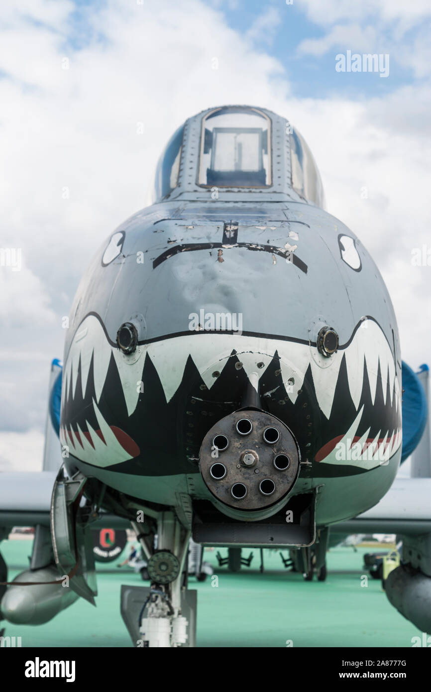 A United States Air Force A-10 Thunderbolt II 'Warthog' sits on static ...