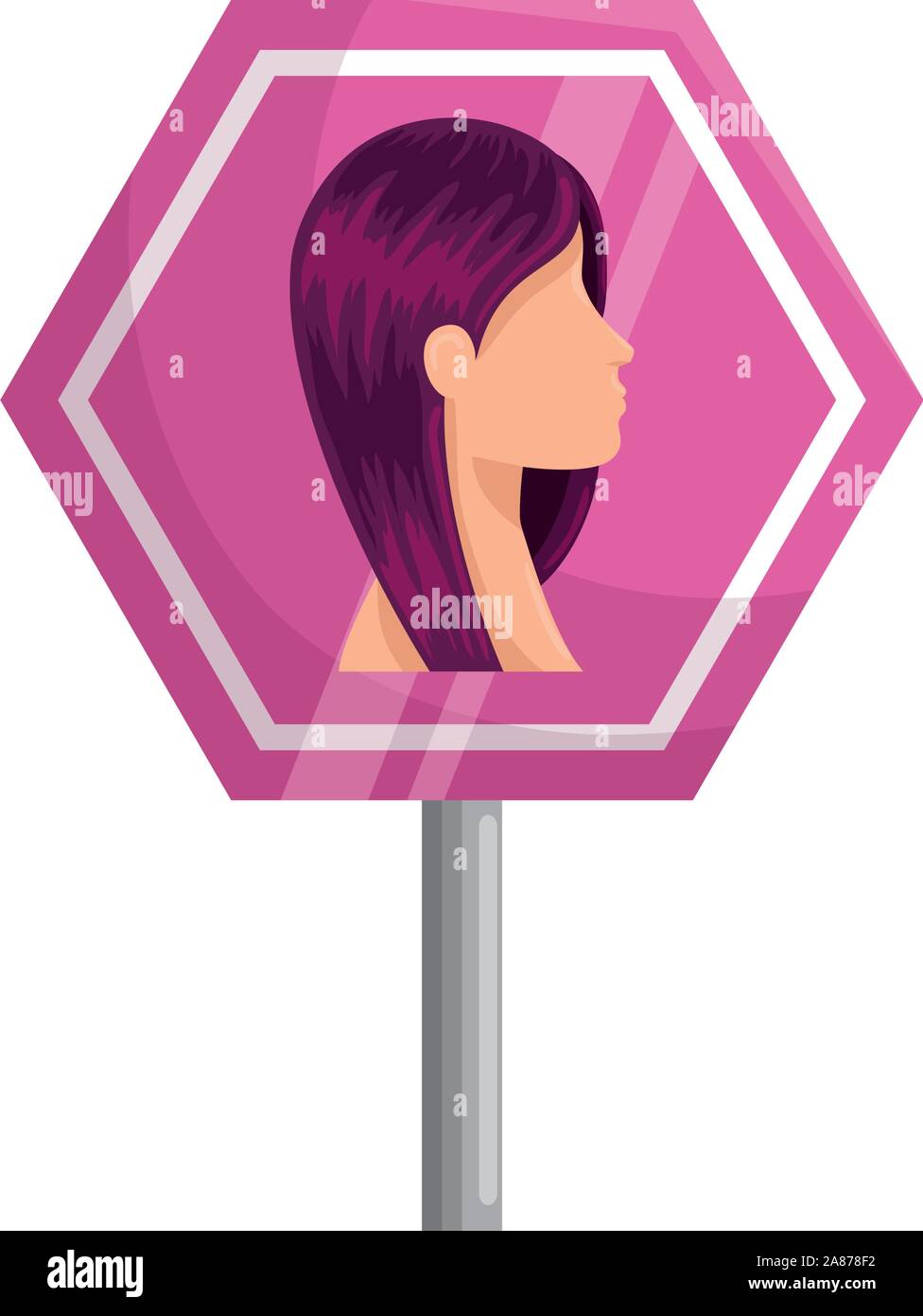 stick signage alert with profile head woman Stock Vector Image & Art ...
