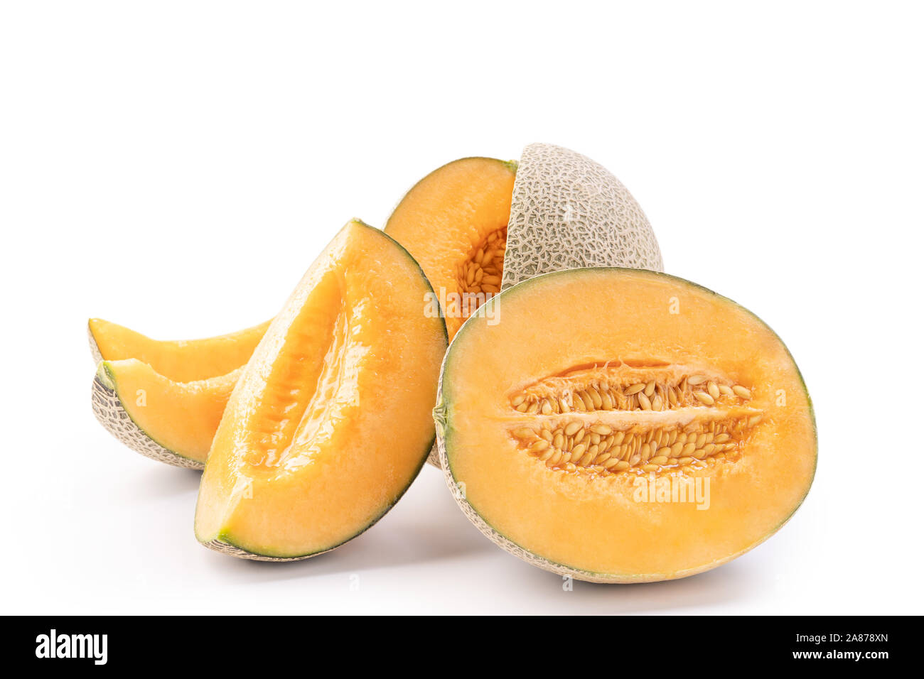 Beautiful tasty sliced juicy cantaloupe melon, muskmelon, rock melon ...