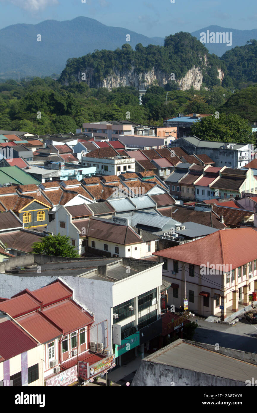Ipoh, Perak, Malaysia, is a low-rise city surrounded by mountains Stock ...