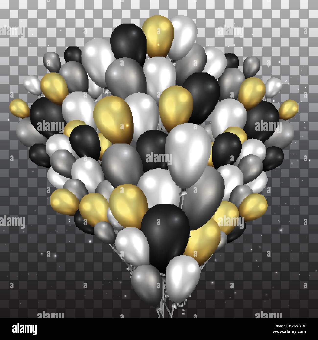 Set of golden black and silver balloons for birthday, for event design ...