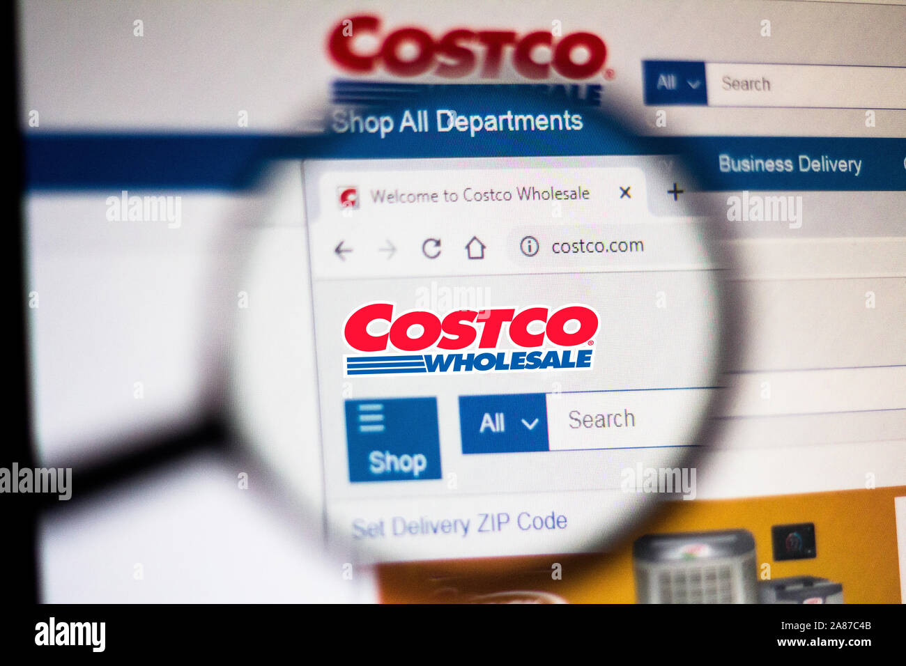 In this photo illustration the homepage of the Costco Wholesale ...