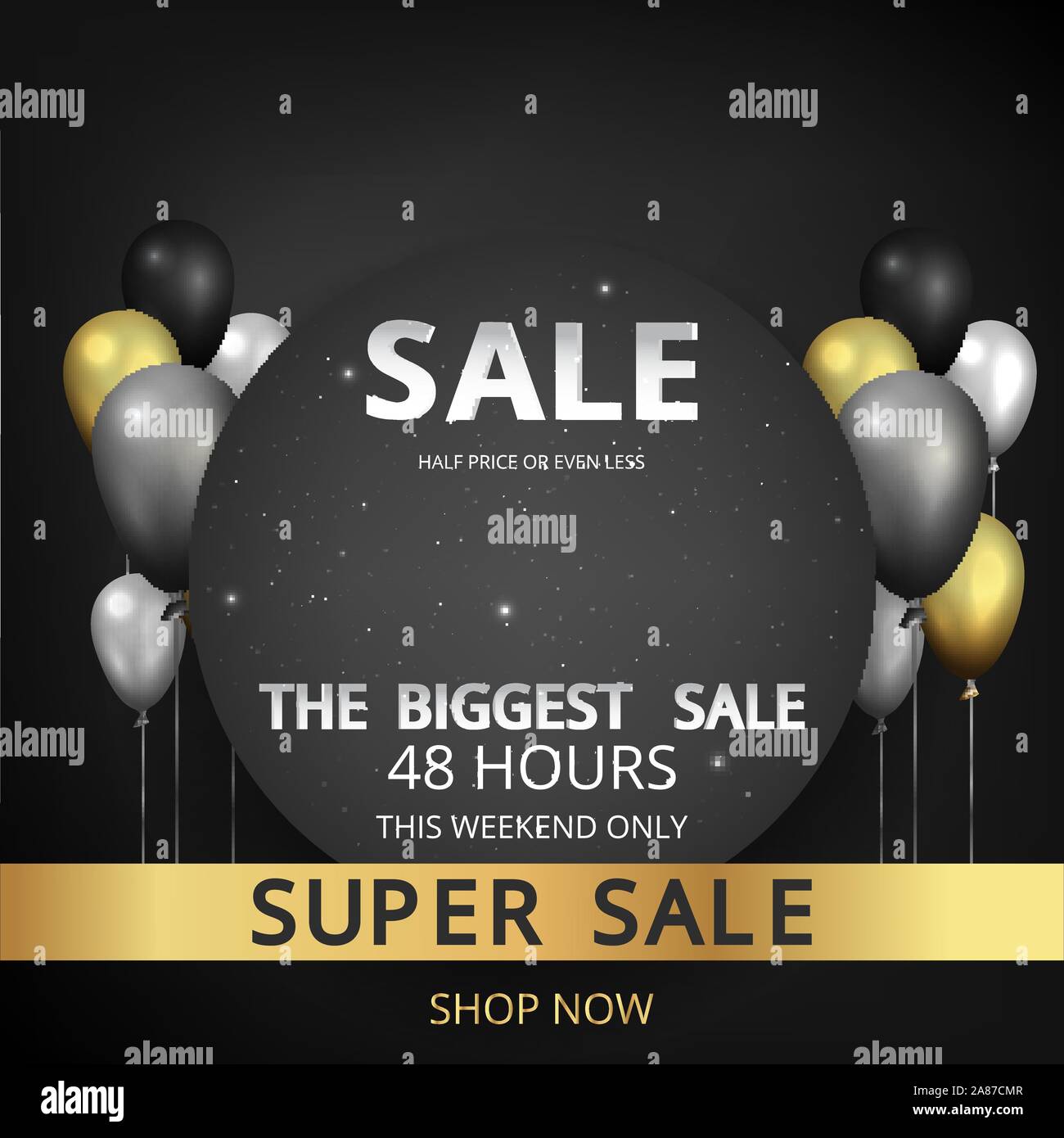 Vector promotion sale flyer, creative golden black and silver ...