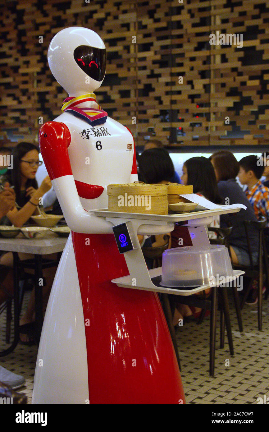 Robot waitress in a restaurant in Ipoh, Perak, Malaysia Stock Photo - Alamy