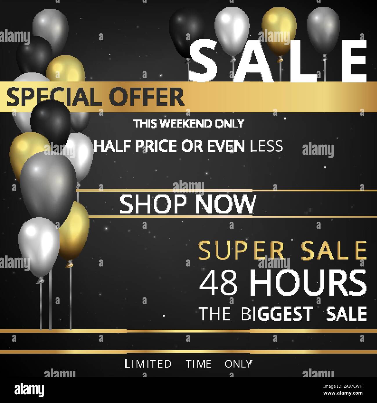 Silver gold balloons glitter festive Stock Vector Images - Alamy