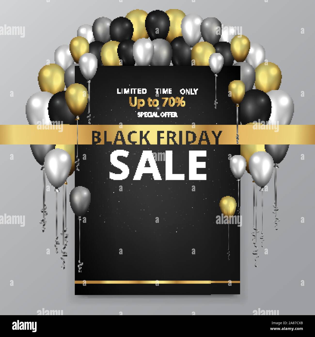 Vector promotion sale flyer, creative golden black and silver ...
