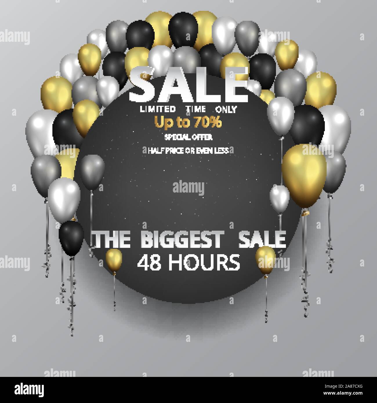 Vector promotion sale flyer, creative golden black and silver ...