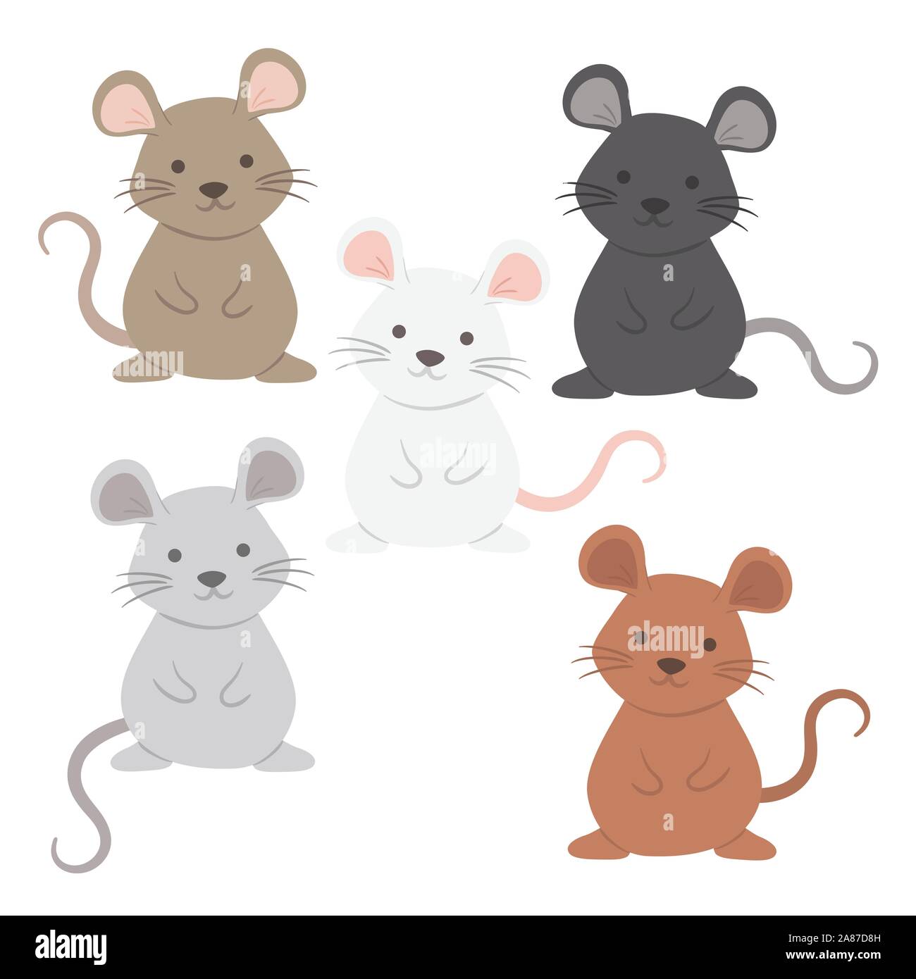 Cute Rat Mouse Set Cartoon Character Vector Illustration Stock Vector ...
