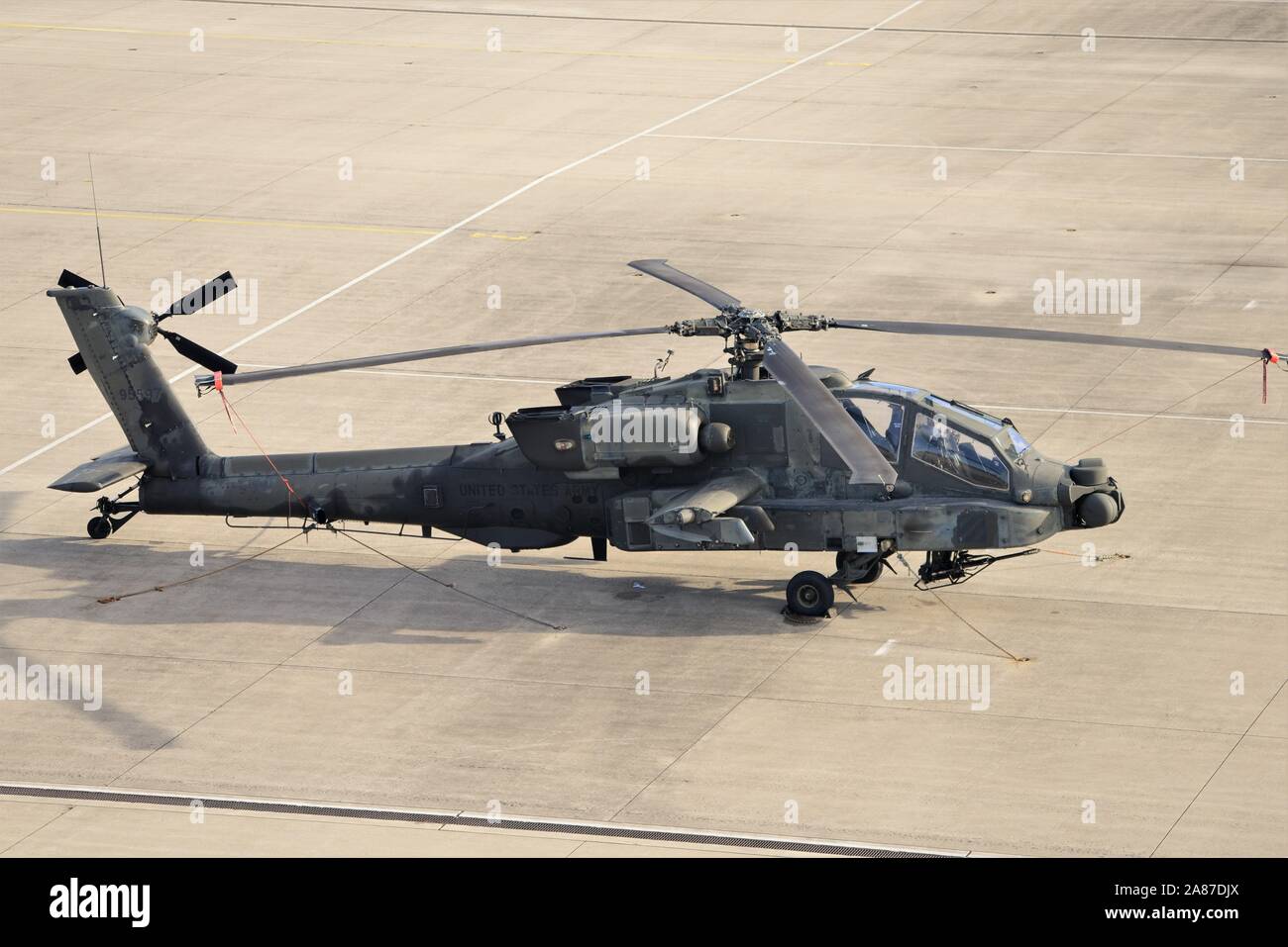 A U.S. Army Apache helicopter from the 3rd Combat Aviation Brigade out ...