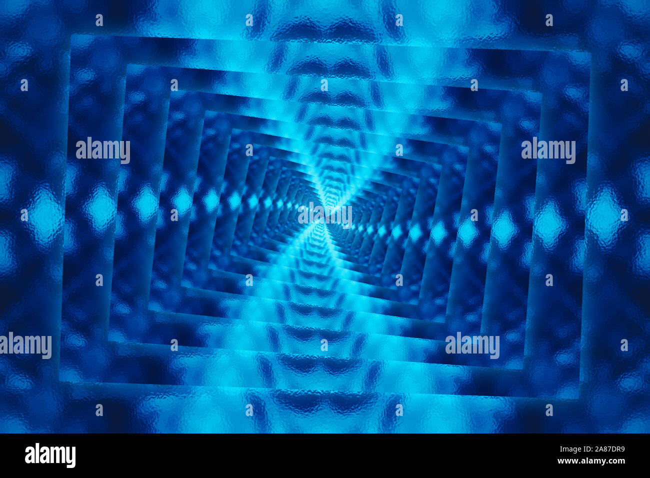 Blue abstract tunnel background with glass texture, design pattern ...