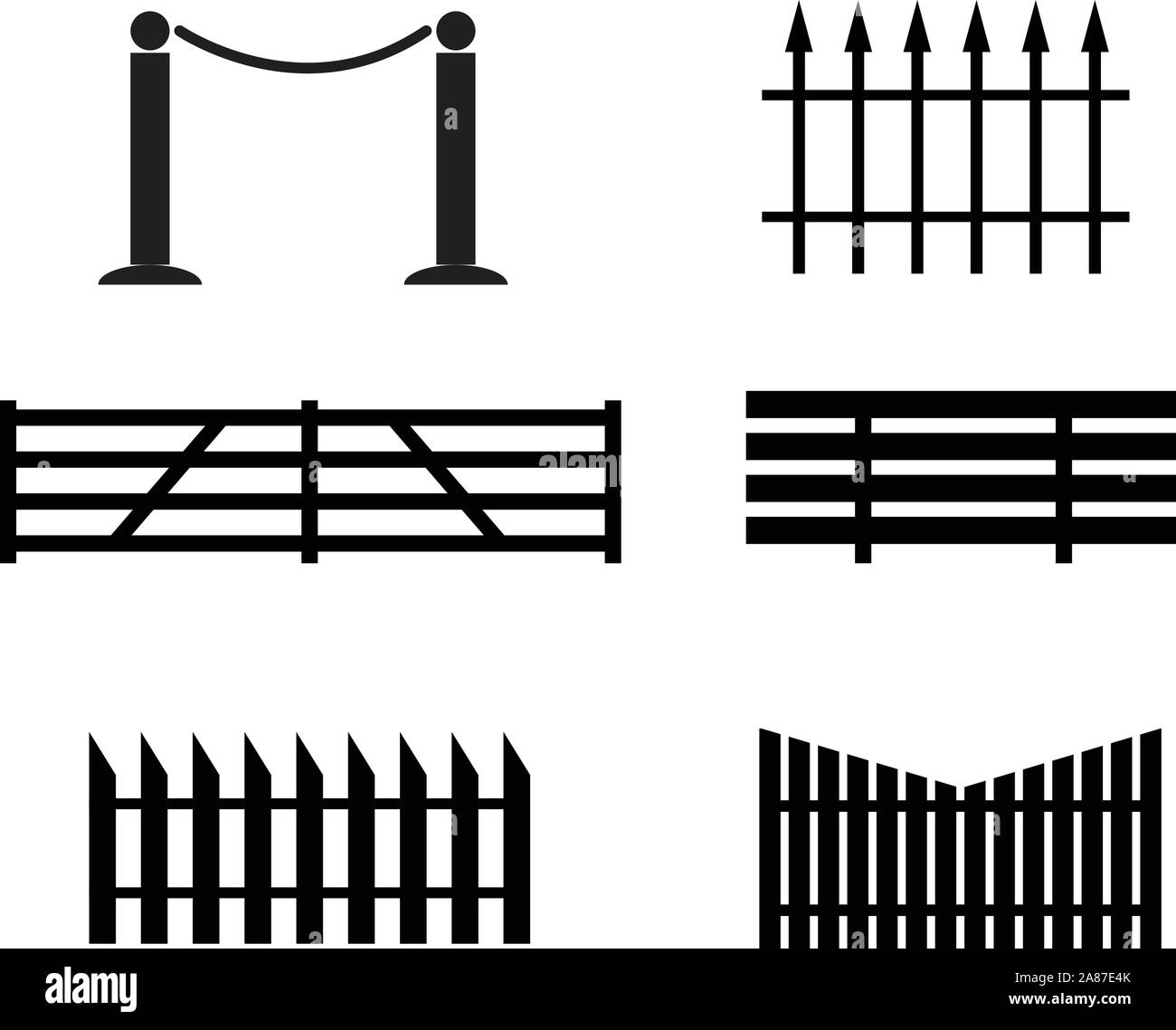 fence set icon on white background. black fence sign. flat style Stock ...