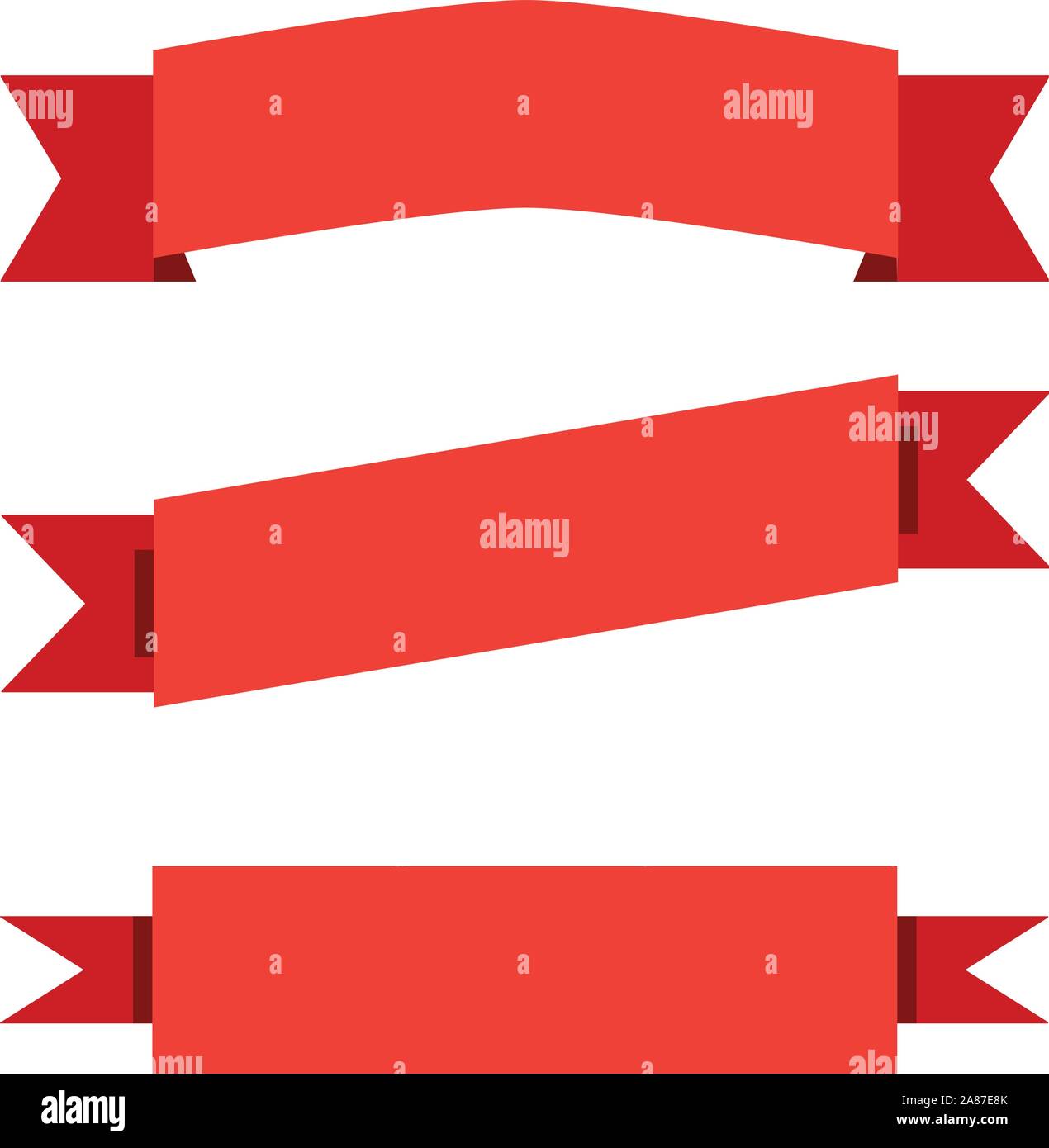 three red ribbon banner on white background. red ribbon banner sign ...