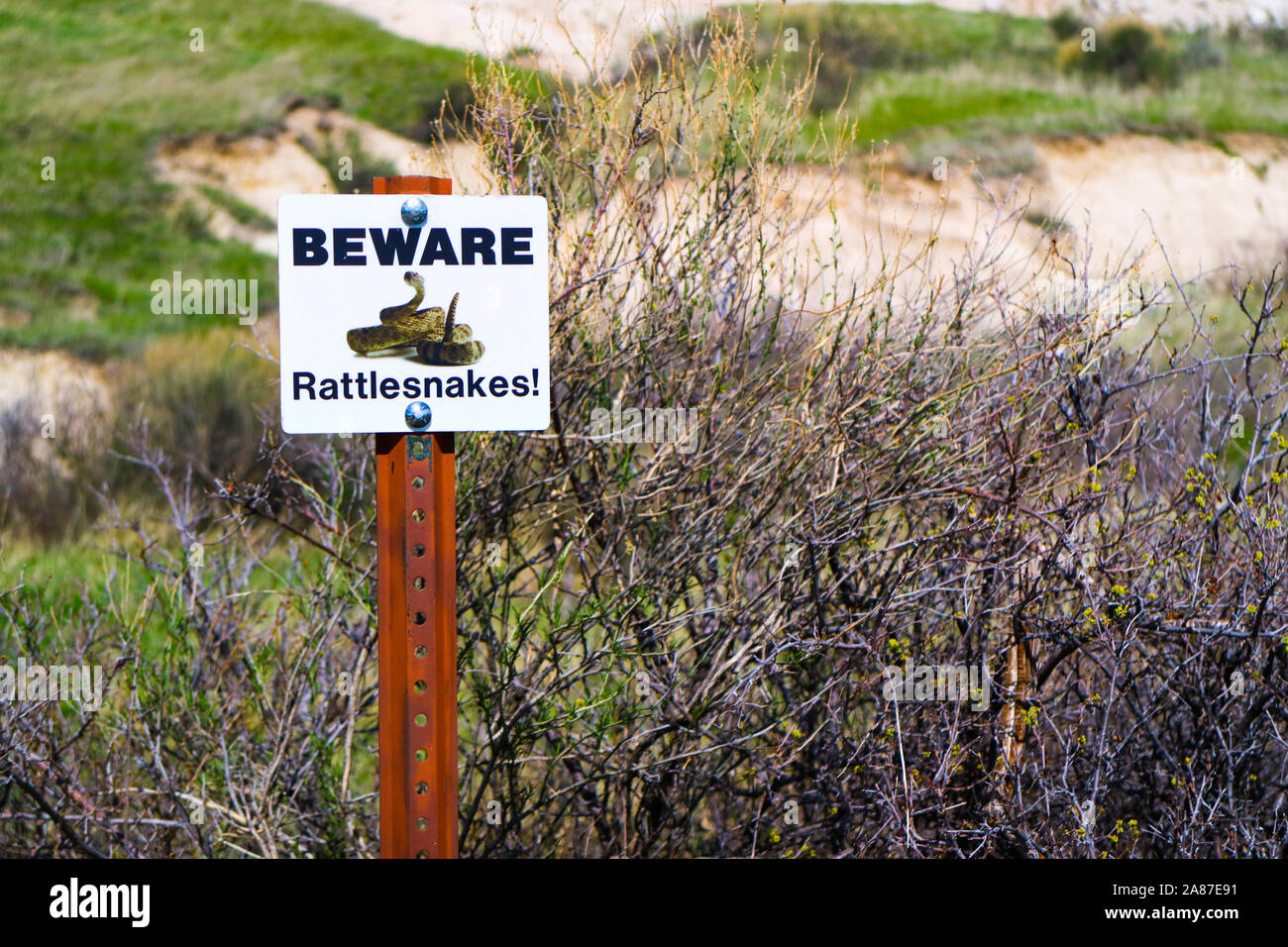 Pathway And Rattlesnake Warning Sign High Resolution Stock Photography ...