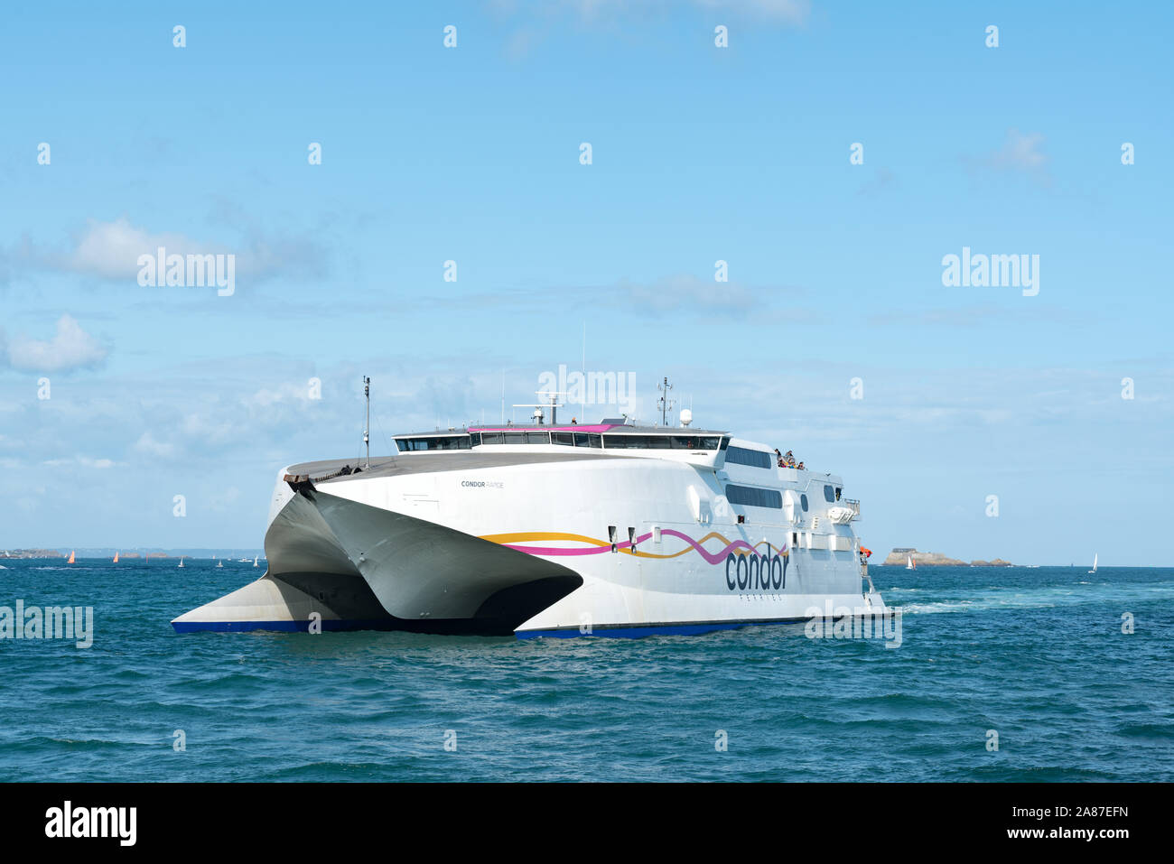 Saint-Malo, Ille-et-Vilaine / France - 19 August 2019: the Condor ferry ...