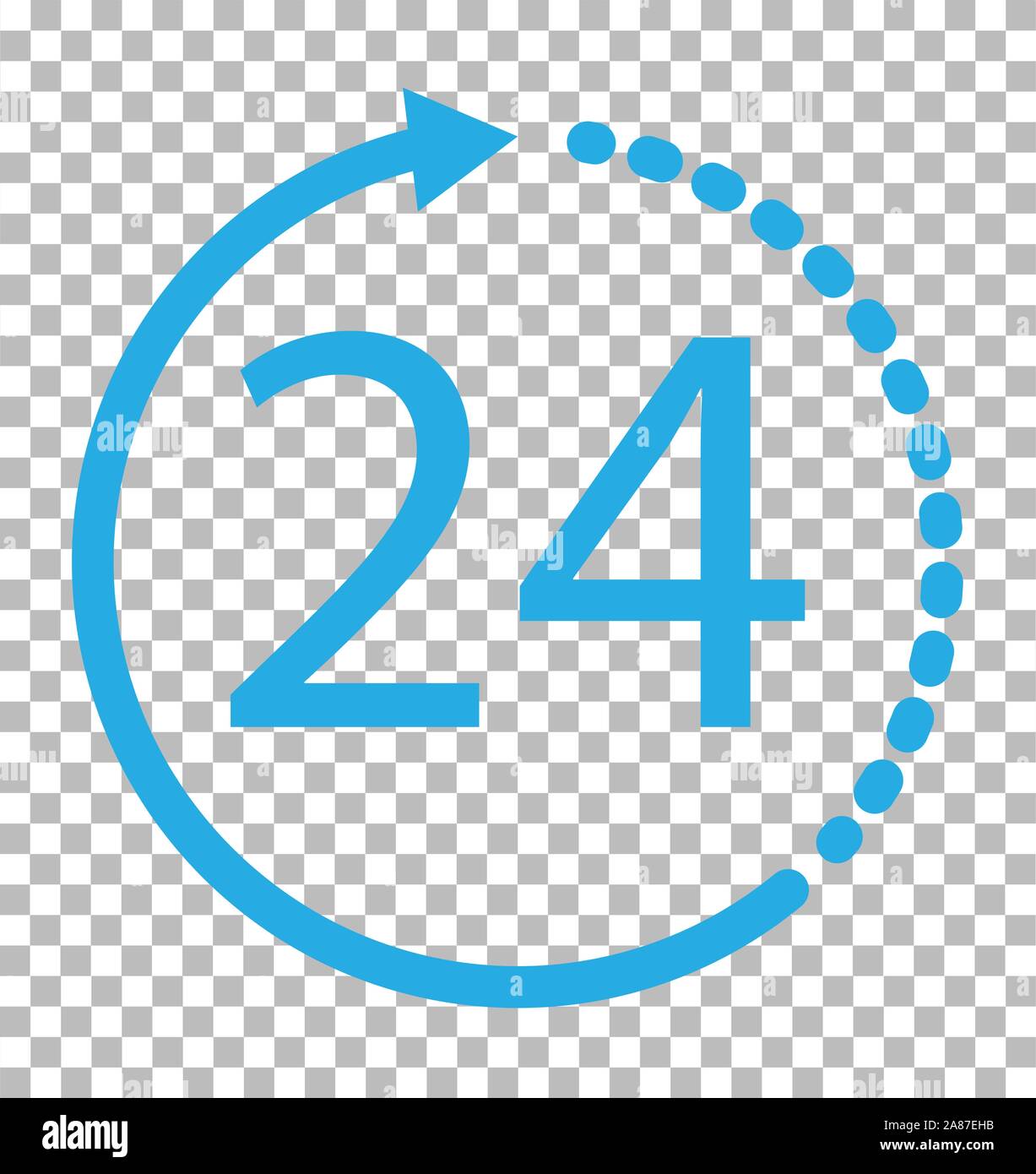 24 hours icon on transparent background. 24 hours service sign. 24 ...