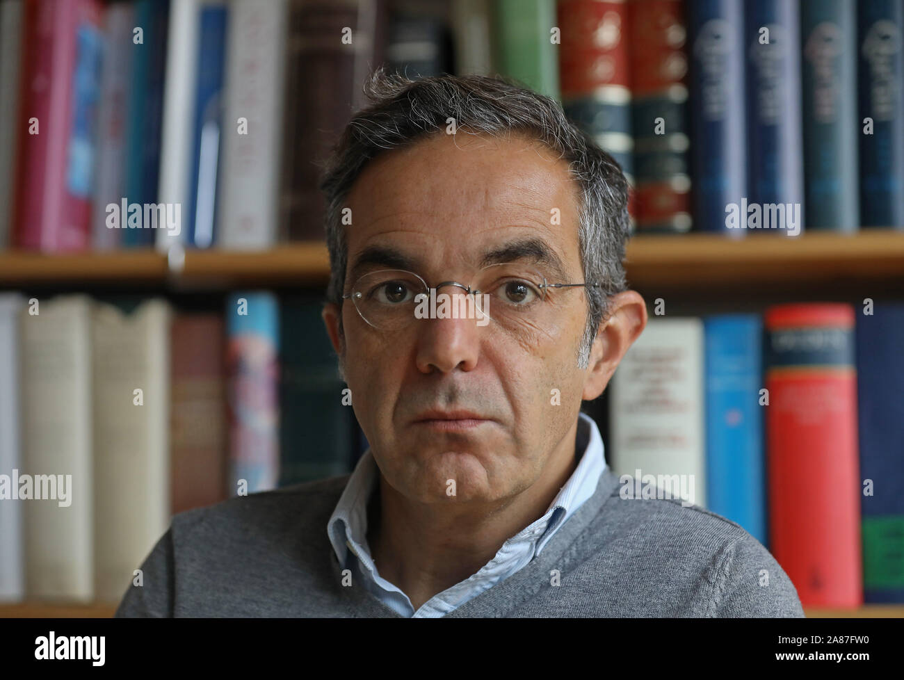 Cologne, Germany. 06th Nov, 2019. Navid Kermani, a writer, sits in his ...