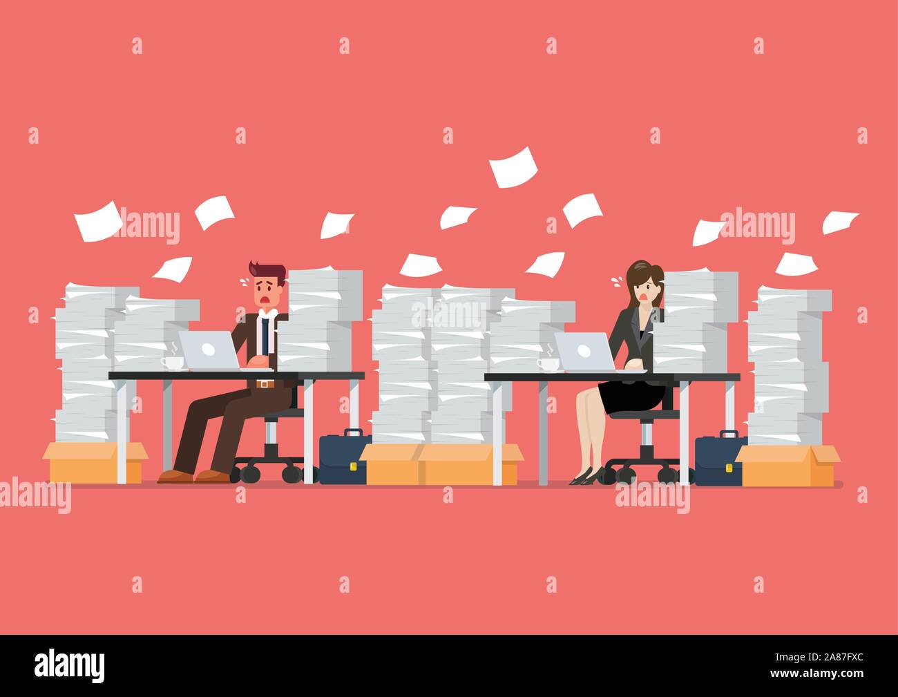 Busy overworked man woman Stock Vector Images - Alamy