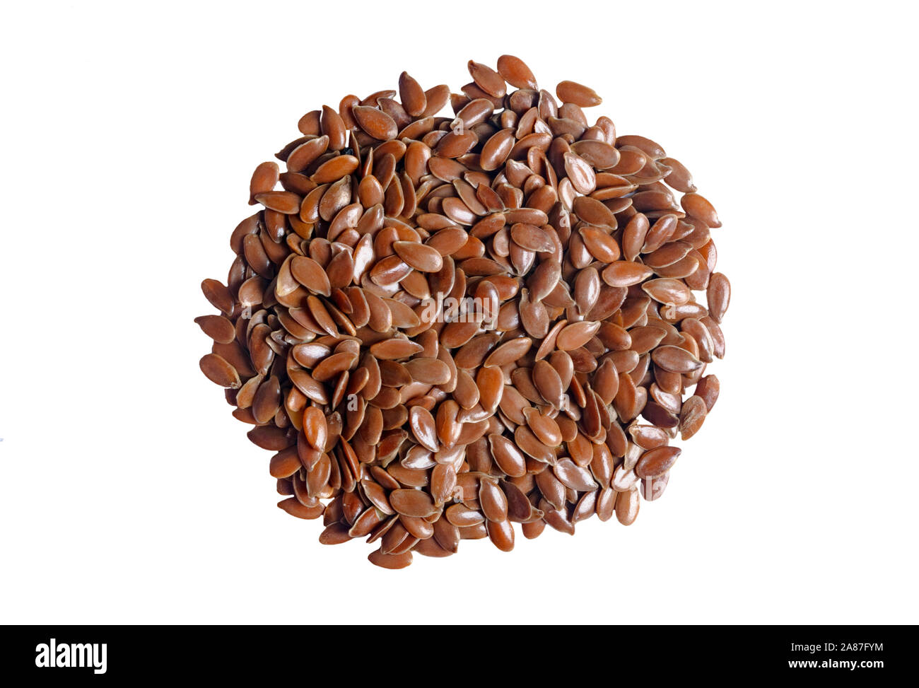 Linseeds. Flax seeds isolated on white background. Top view. Flax seed heap isolated on white ...