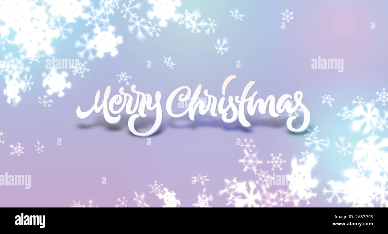 Christmas snowflakes background with falling snow and lettering or ...