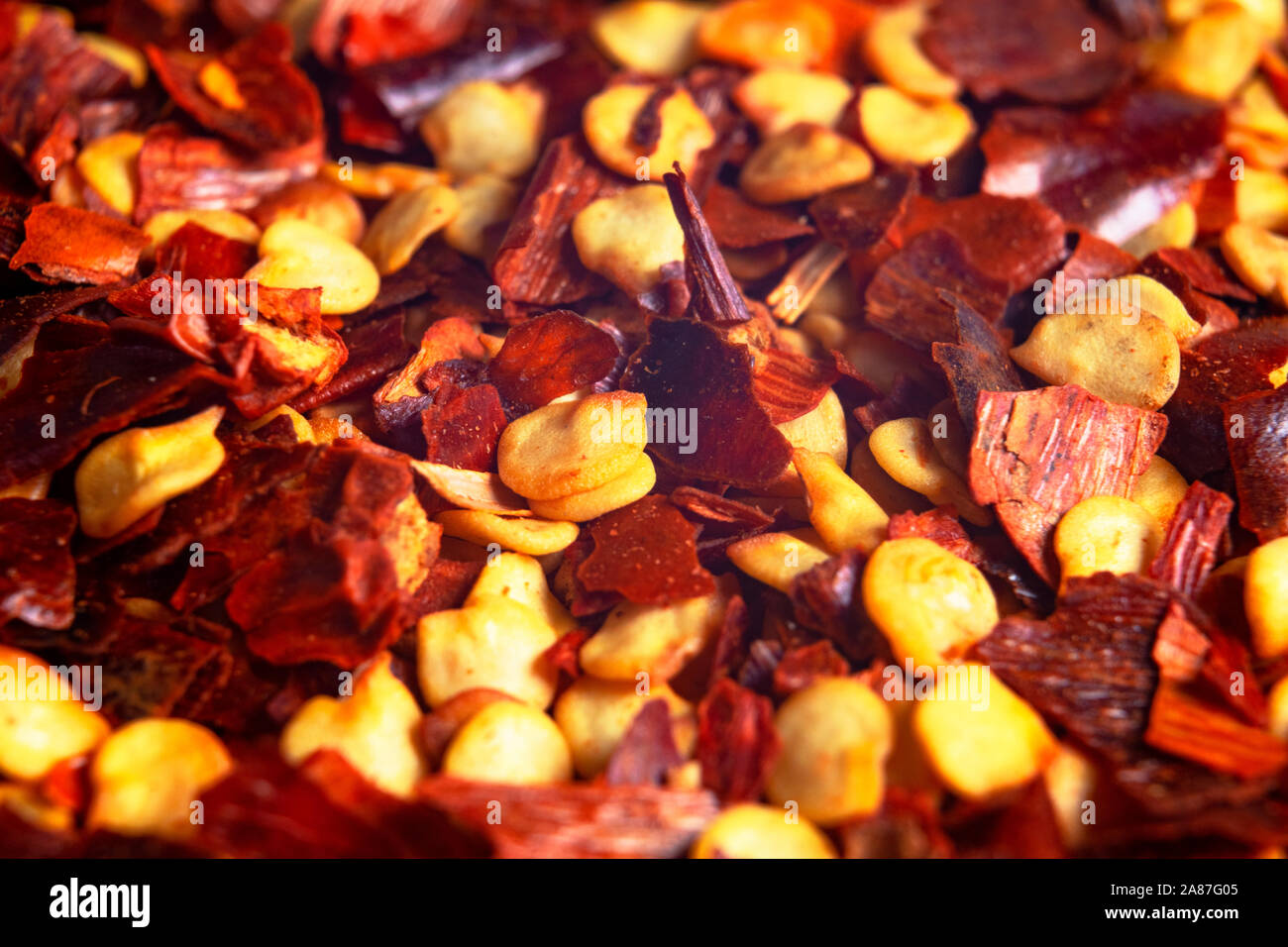 Macro shot of a dried red chilli. Food ingredient. Red dry chilli ...