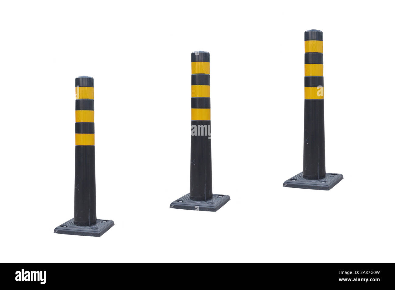 Road columns in a row in a row Isolated on a white background. Road ...