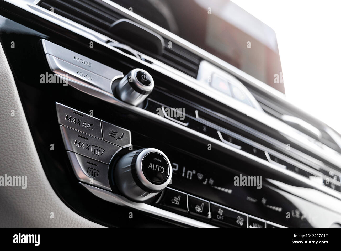 Air conditioning button inside a car. Climate control AC unit in the ...