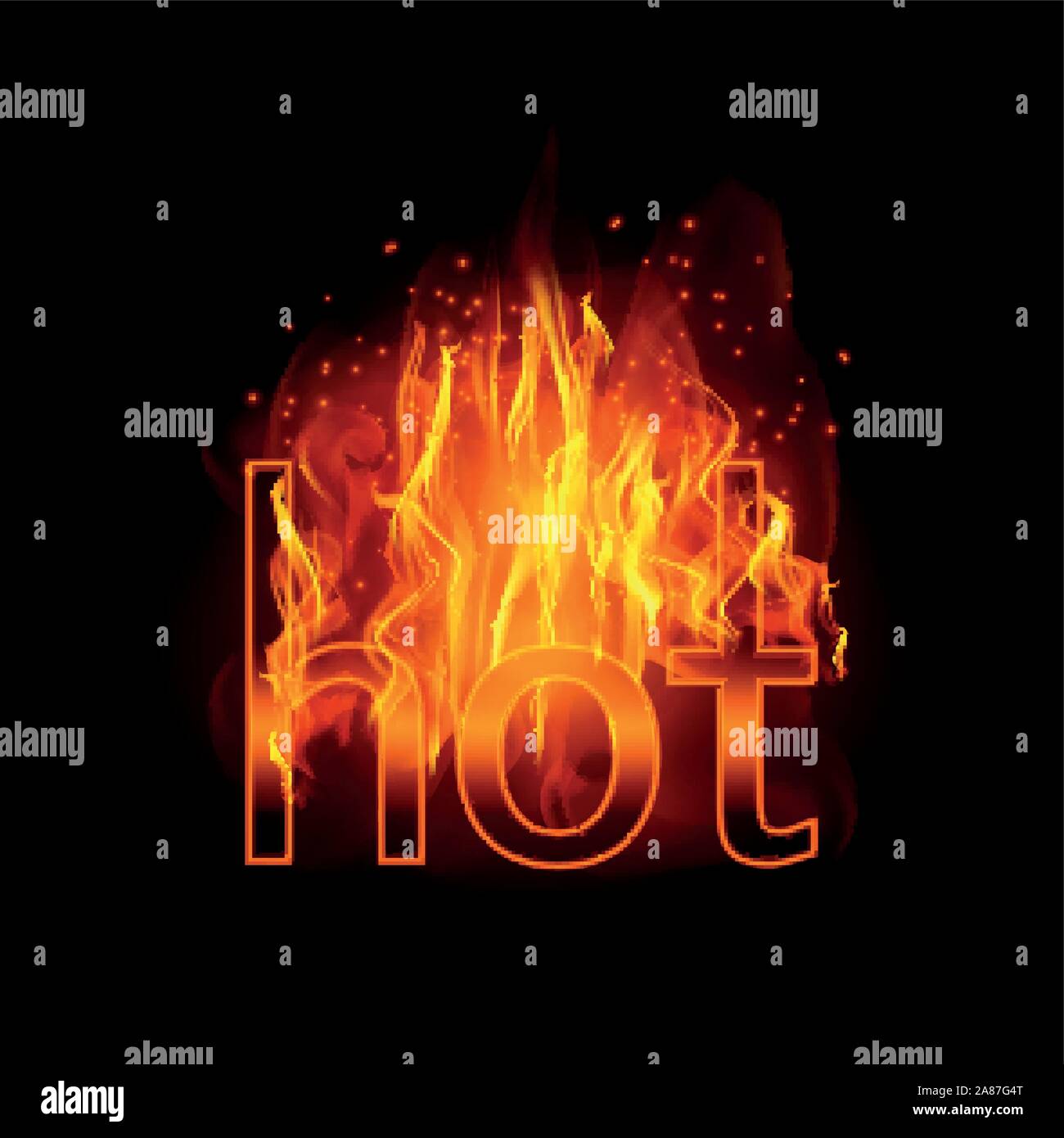 Abstract fire flames vector background. Illustration Hot Fire with ...