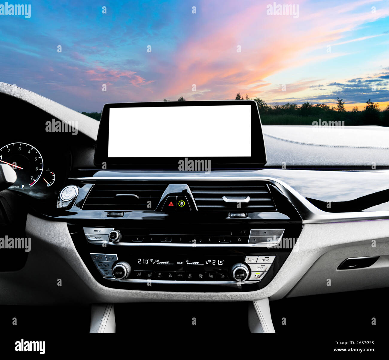 Monitor in car with isolated blank screen use for navigation maps and ...