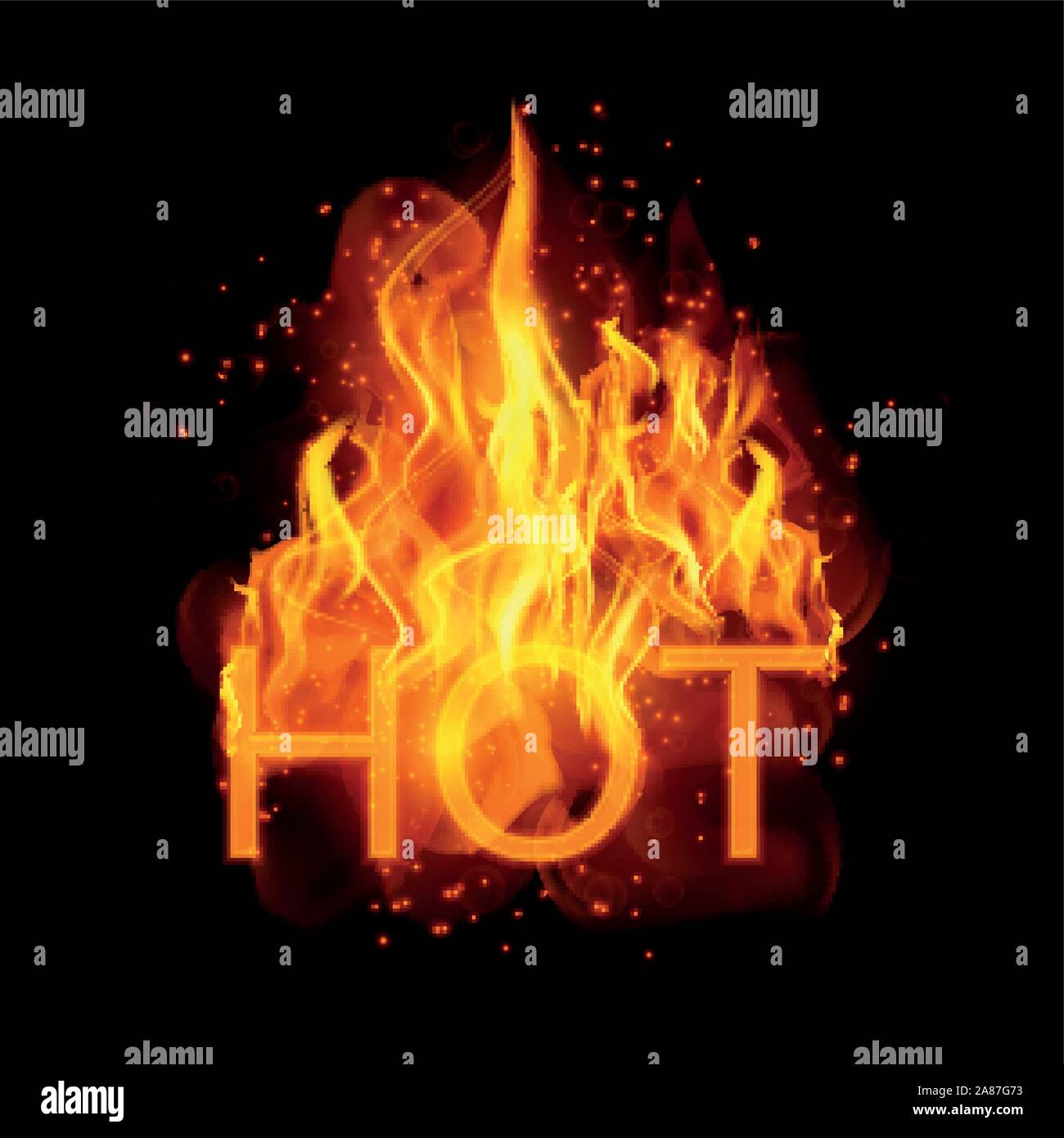 Abstract fire flames vector background. Illustration Hot Fire with ...