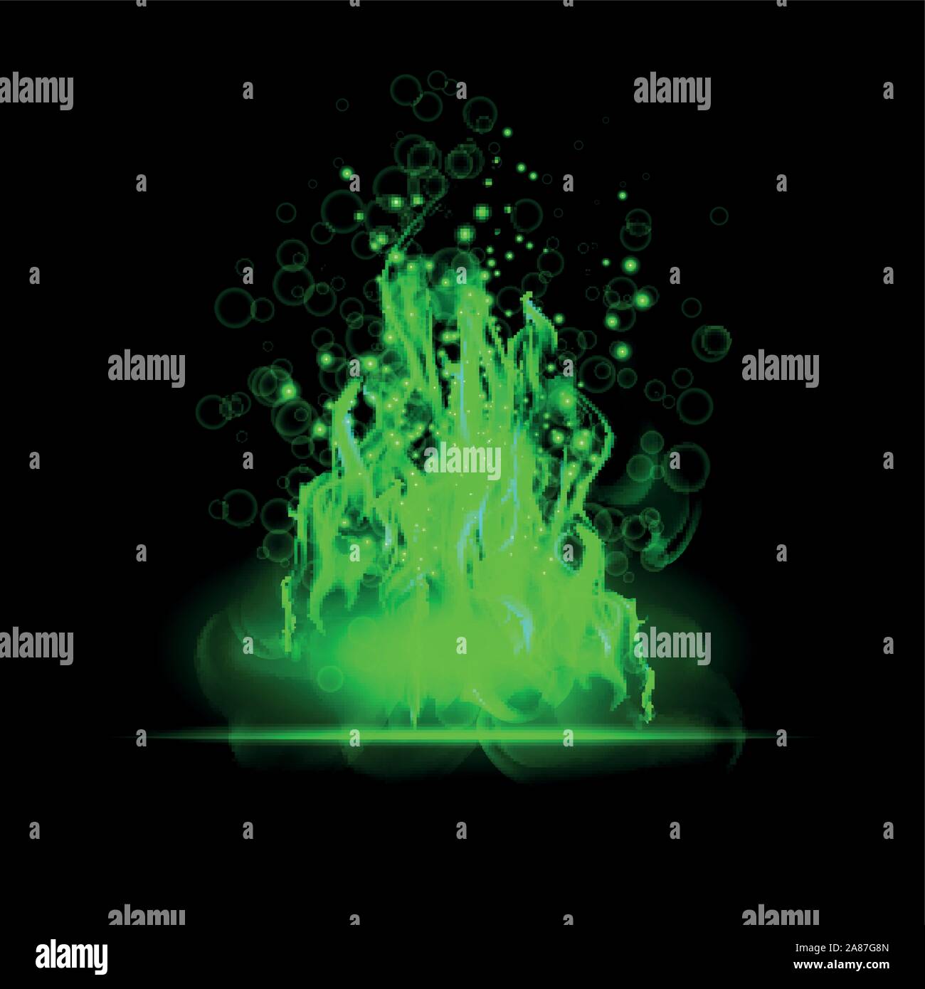 Realistic green fire flames. Poster. Abstract vector illustration Stock ...