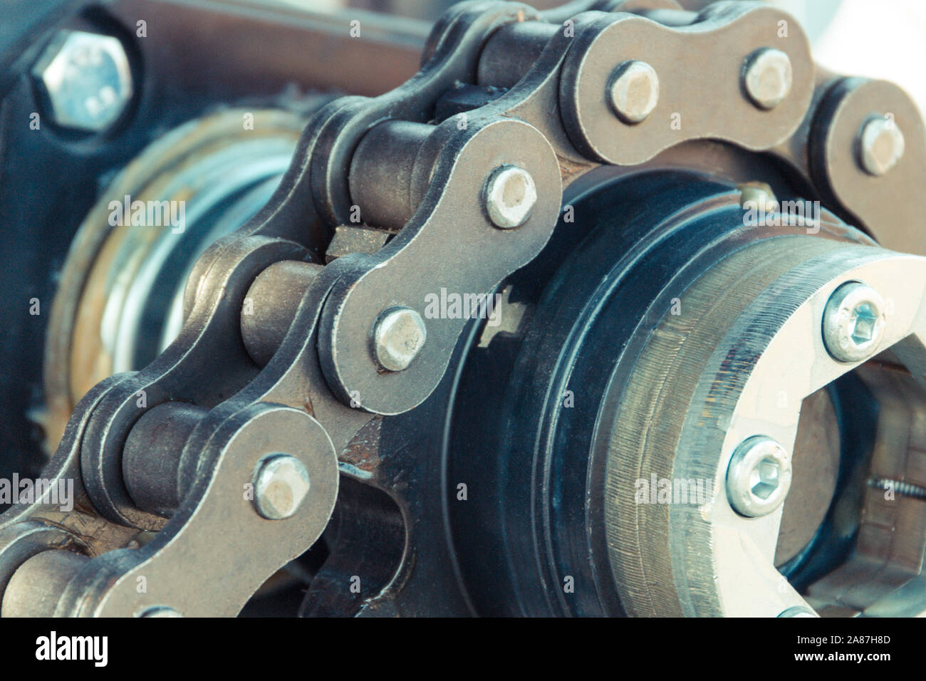 Timing chain in car or other industrial machinery. Technology and part ...