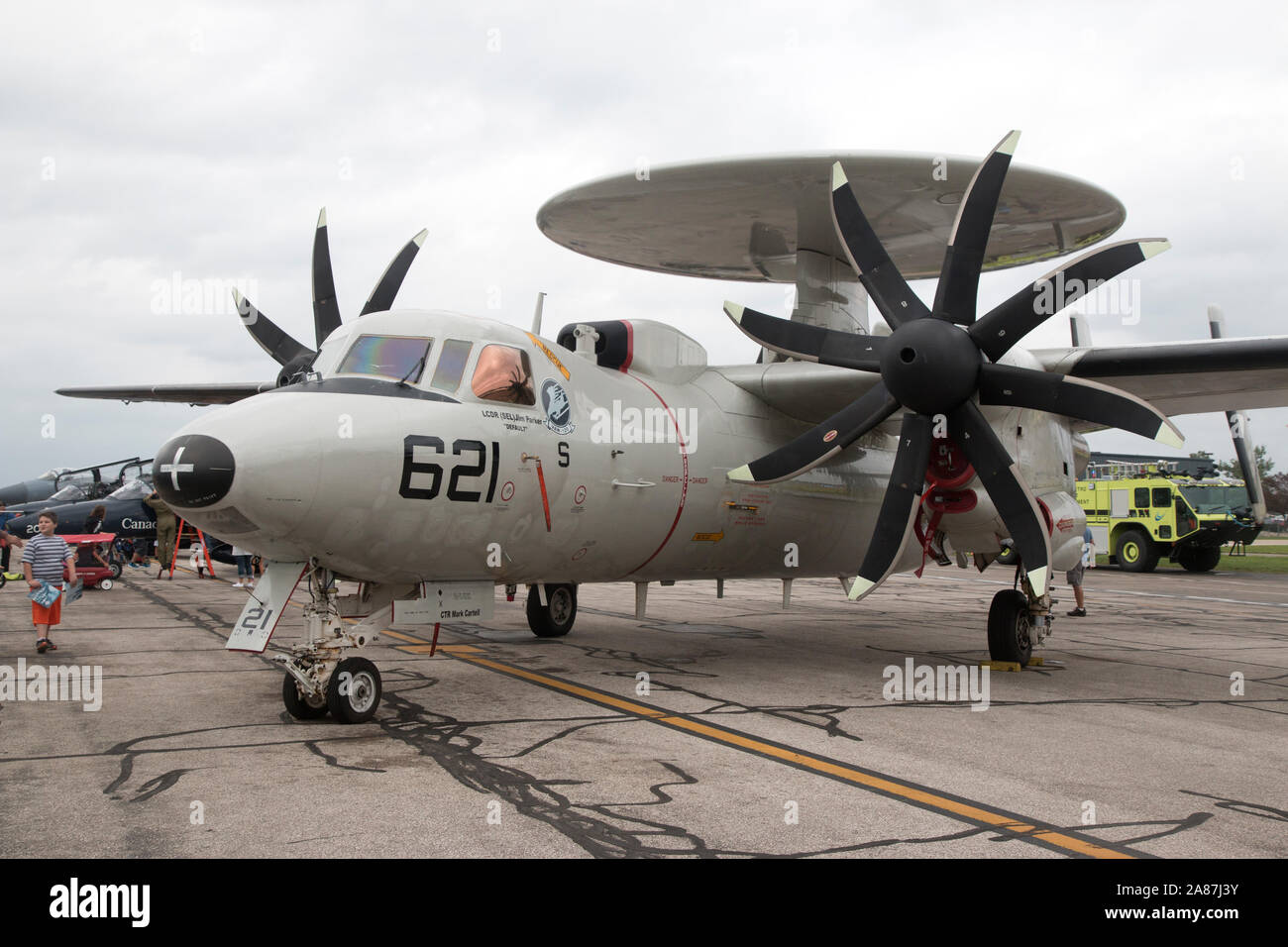 YPSILANTI, MICHIGAN / USA - August 26, 2018: A United States Navy E-2 ...