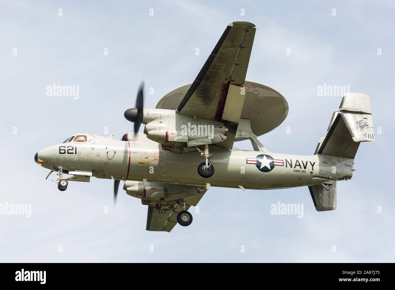 YPSILANTI, MICHIGAN / USA - August 26, 2018: A United States Navy E-2 ...