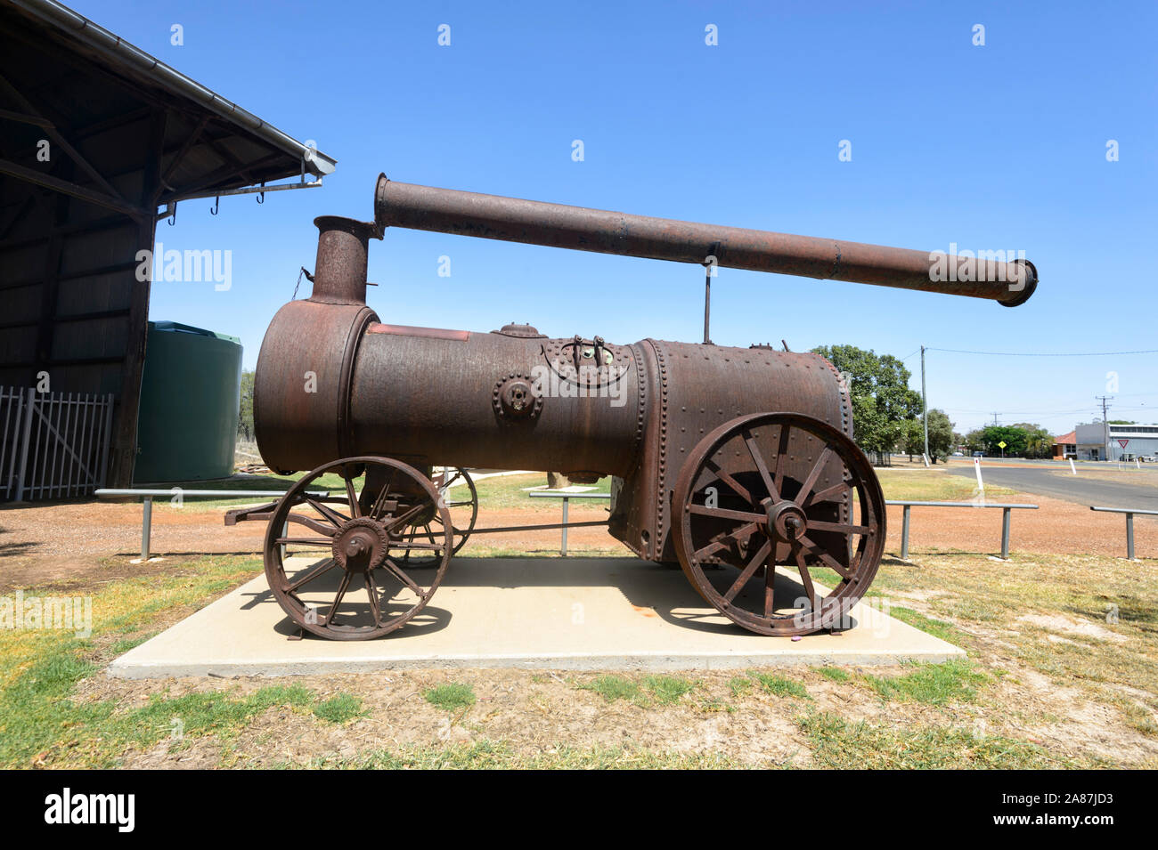 Old rusty steam locomotive on display at Wallumbilla Heritage Complex ...