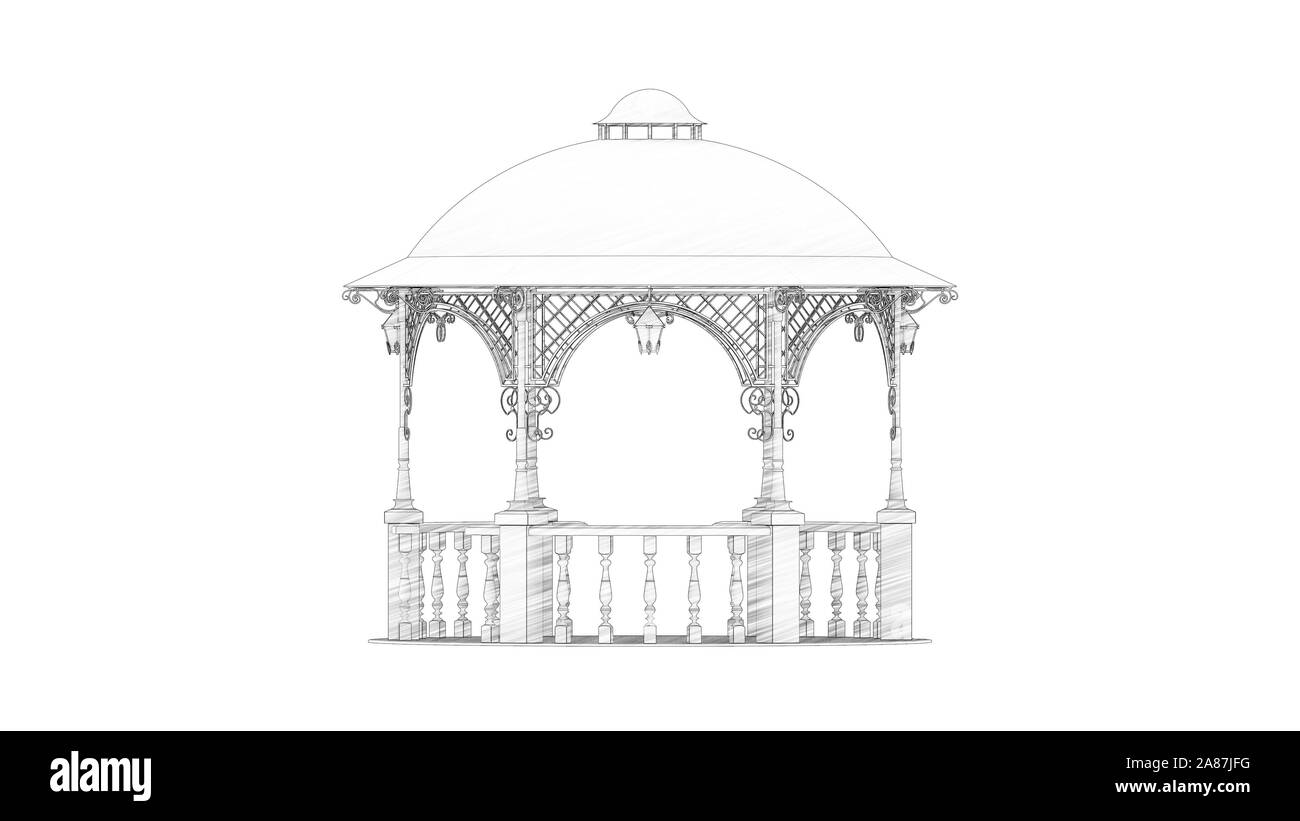 3d rendering of an empty gazebo isolated in white studio background ...
