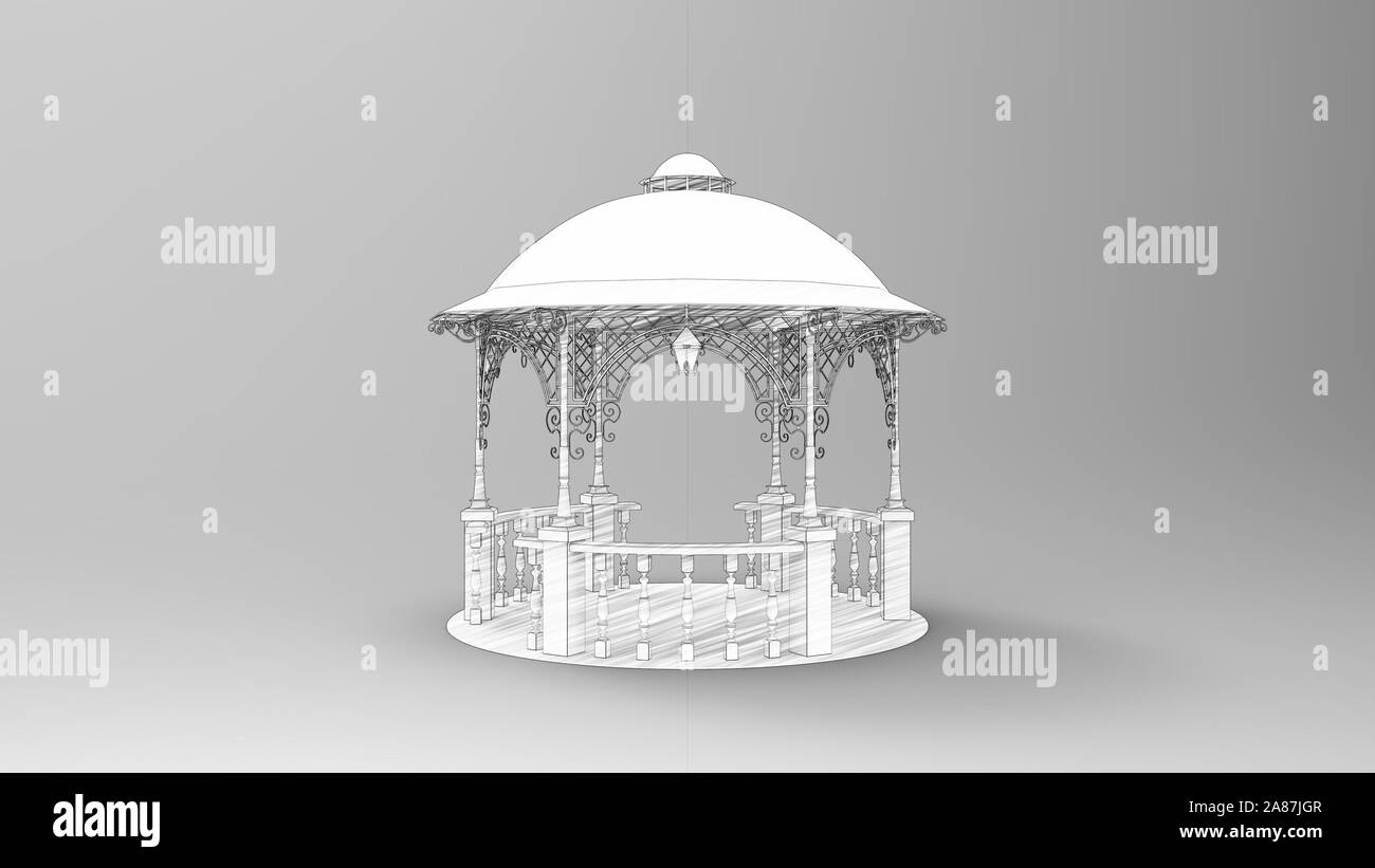 3d rendering of an empty gazebo isolated in white studio background ...