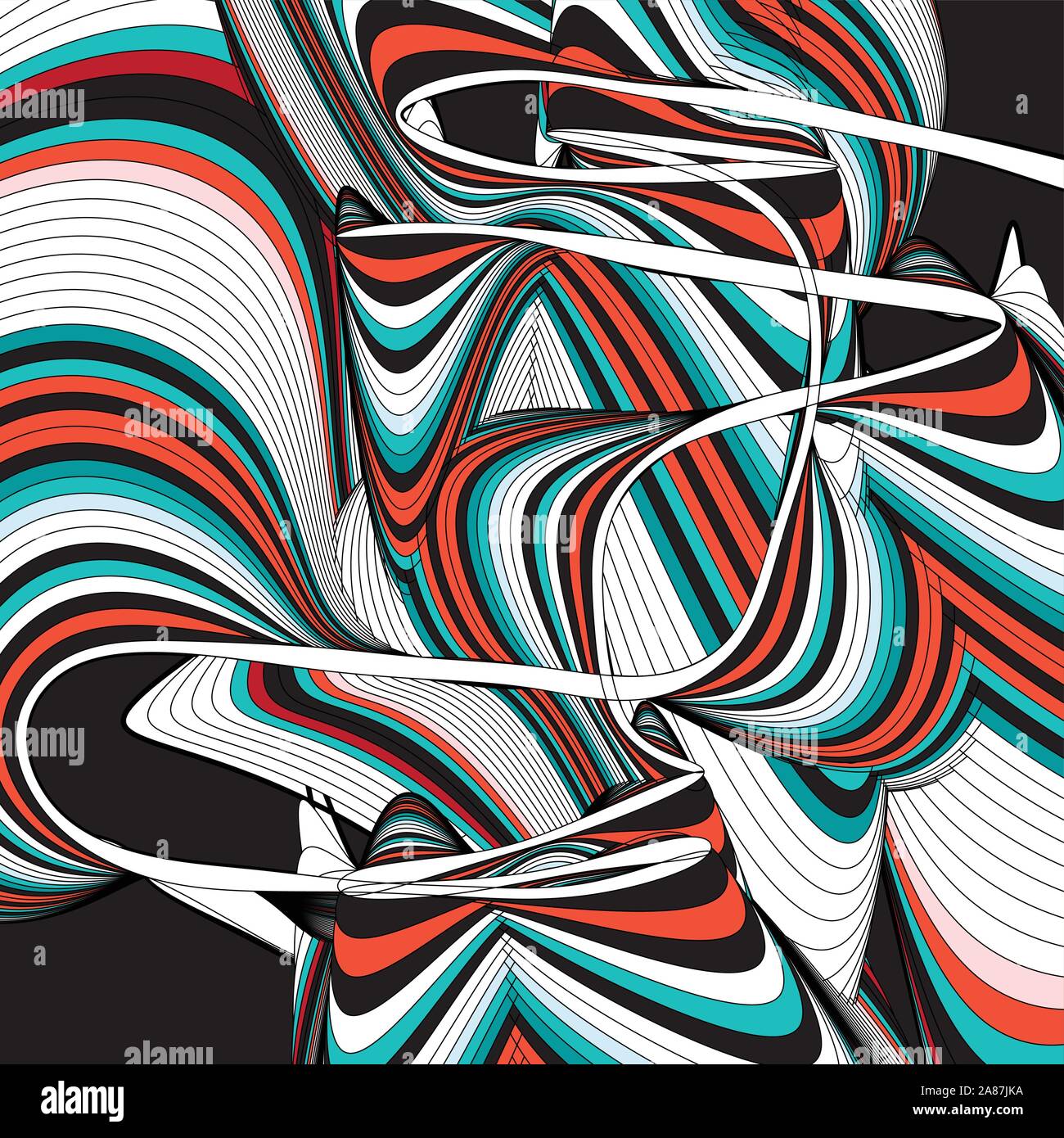Abstract modern vector background with wavy linear elements. Example ...