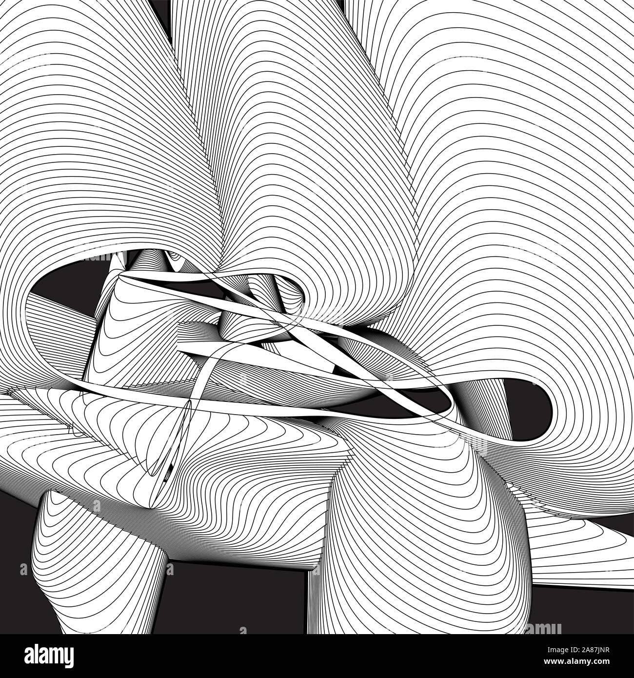 Abstract modern vector background with wavy linear elements. Example ...