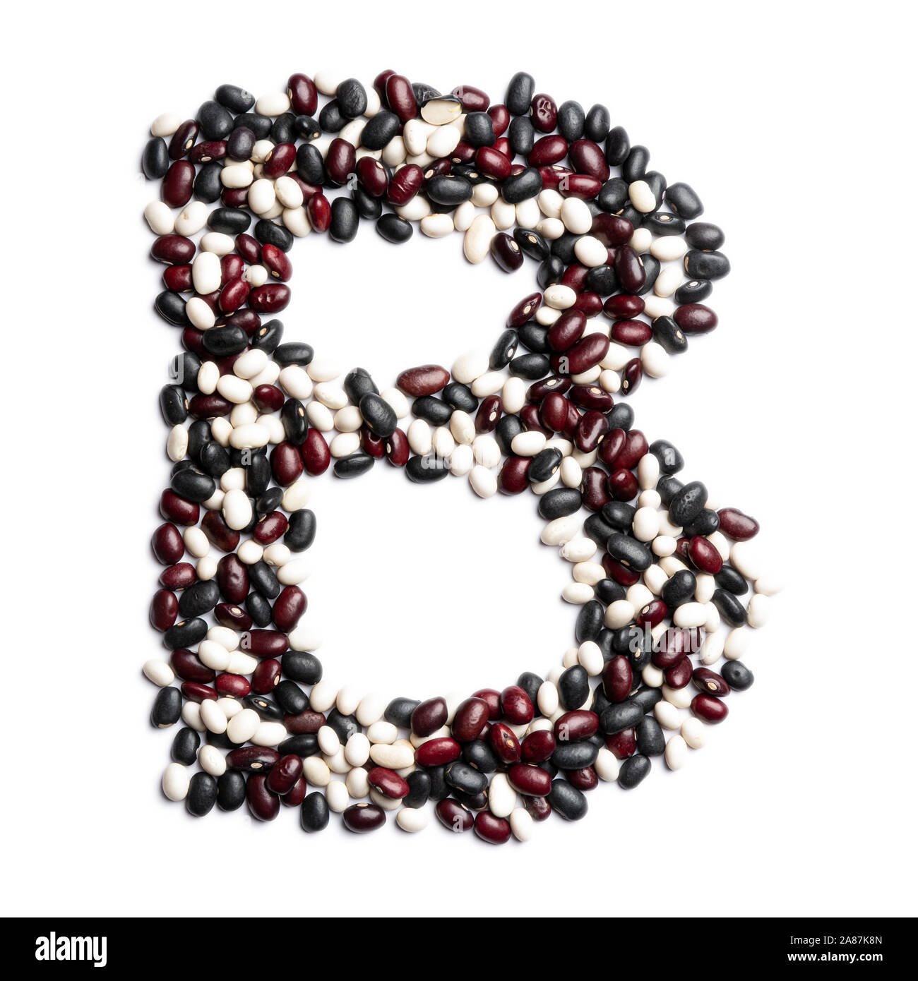 The letter "B" of the English alphabet from colorful beans on a white ...