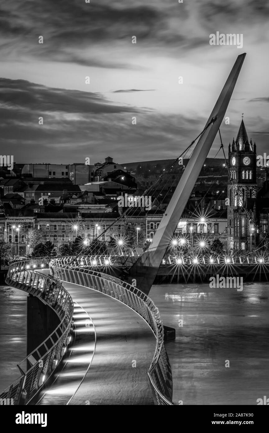Peace bridge is a pedestrian bridge Black and White Stock Photos ...