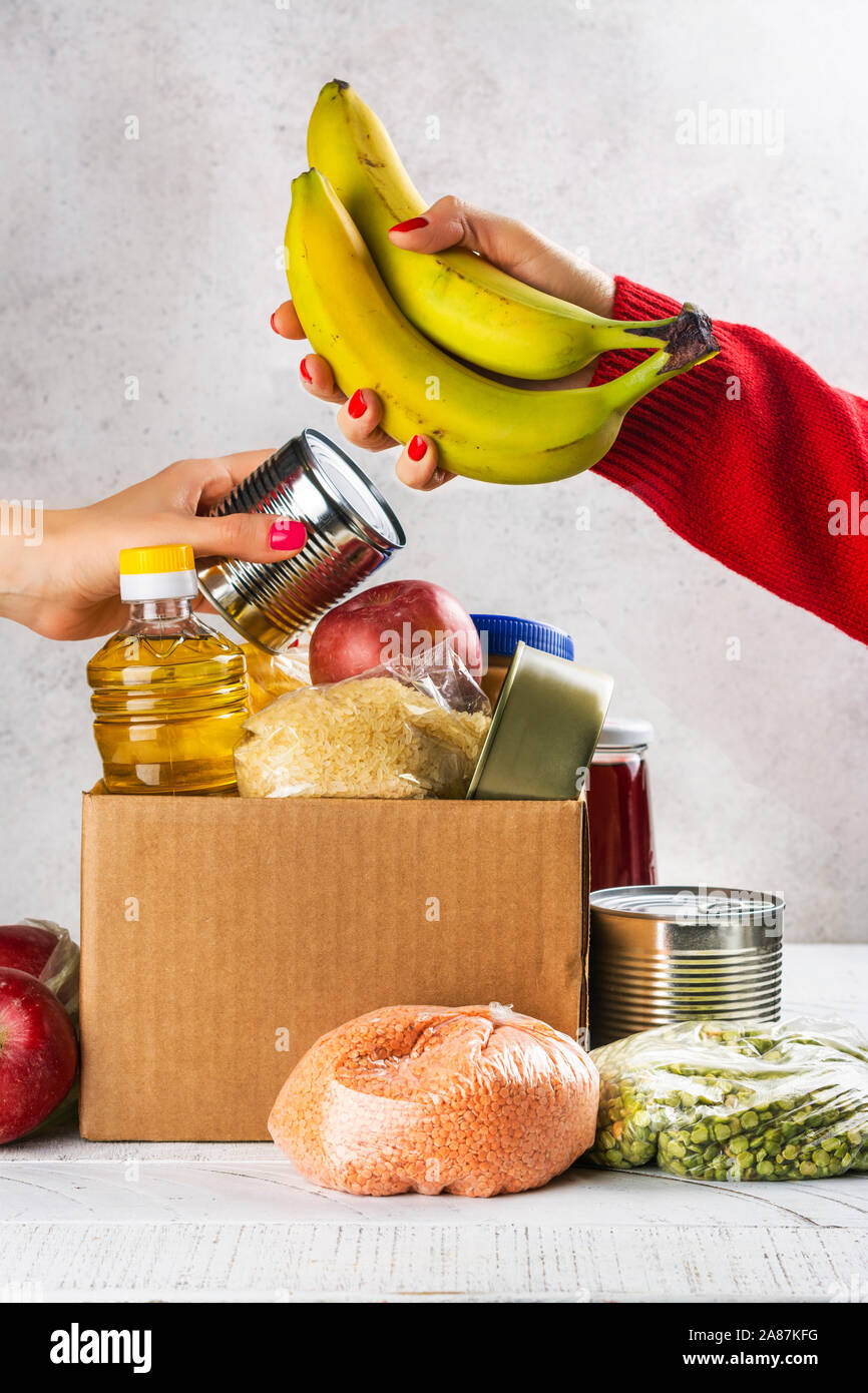 Food donation box Stock Photo - Alamy
