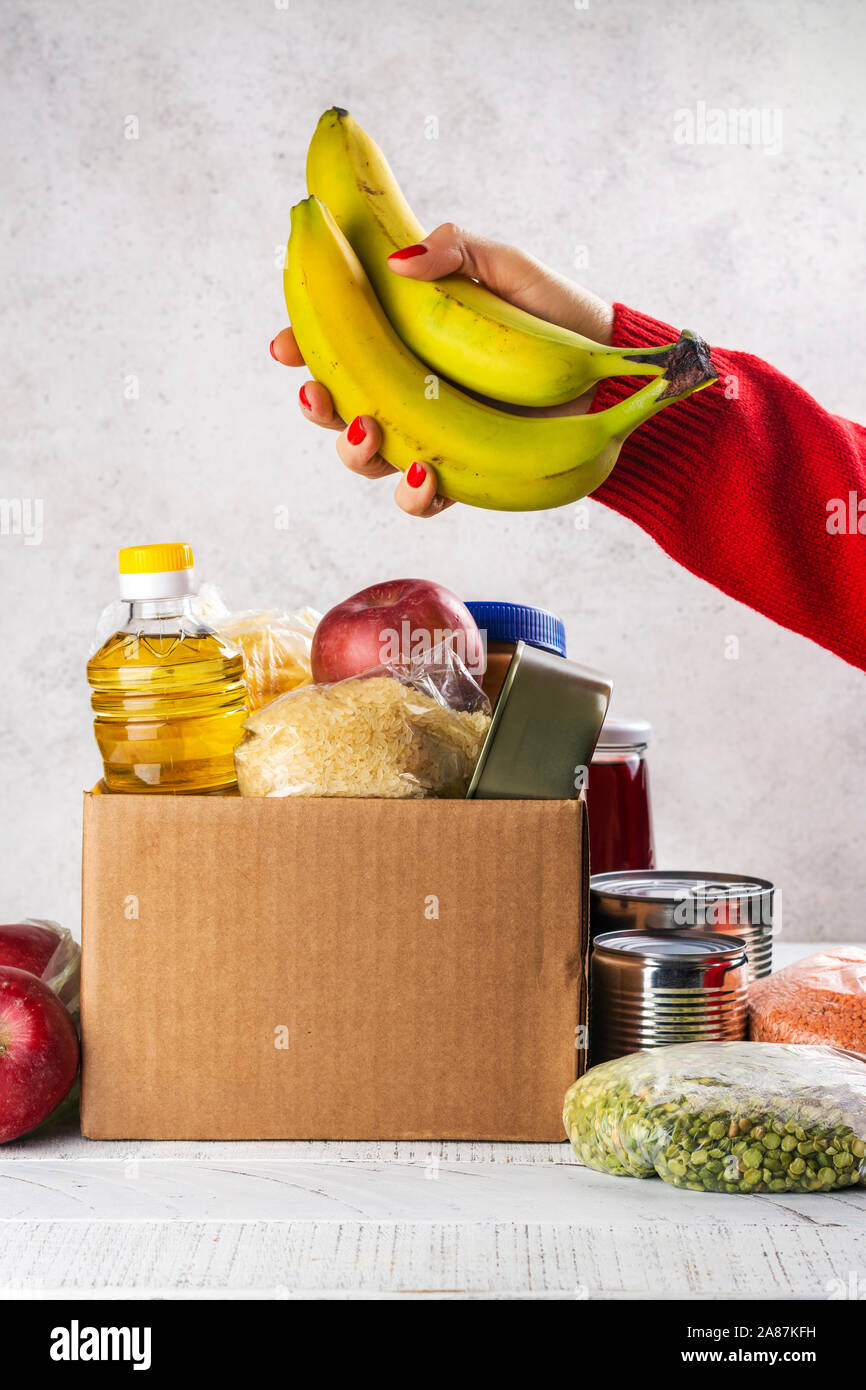 Food donation box Stock Photo - Alamy