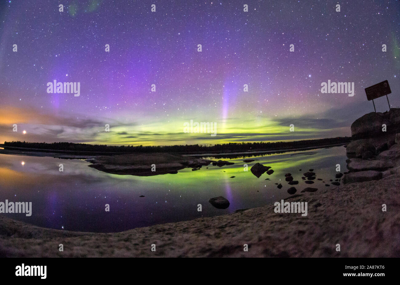 The Northern Lights over the skies of Voyageurs National Park in ...
