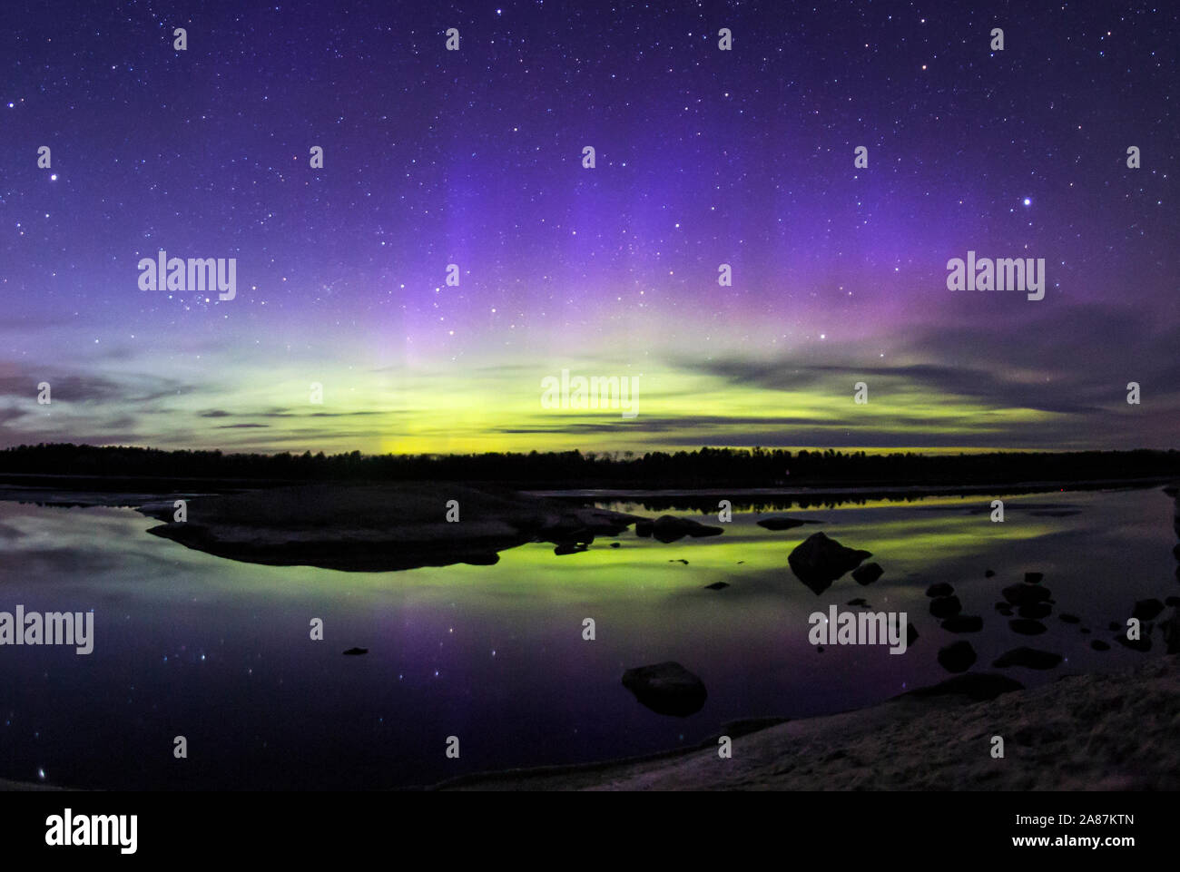 The Northern Lights over the skies of Voyageurs National Park in ...